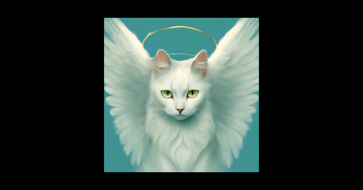 white angel cat - White Angel Cat - Sticker | TeePublic