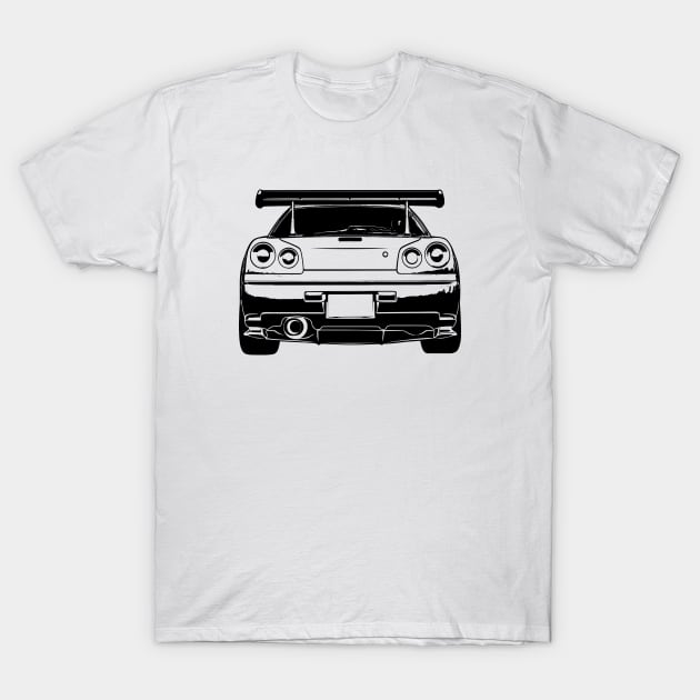 Skyline GTR R34 Back View Sketch Art - Nissan - T-Shirt | TeePublic