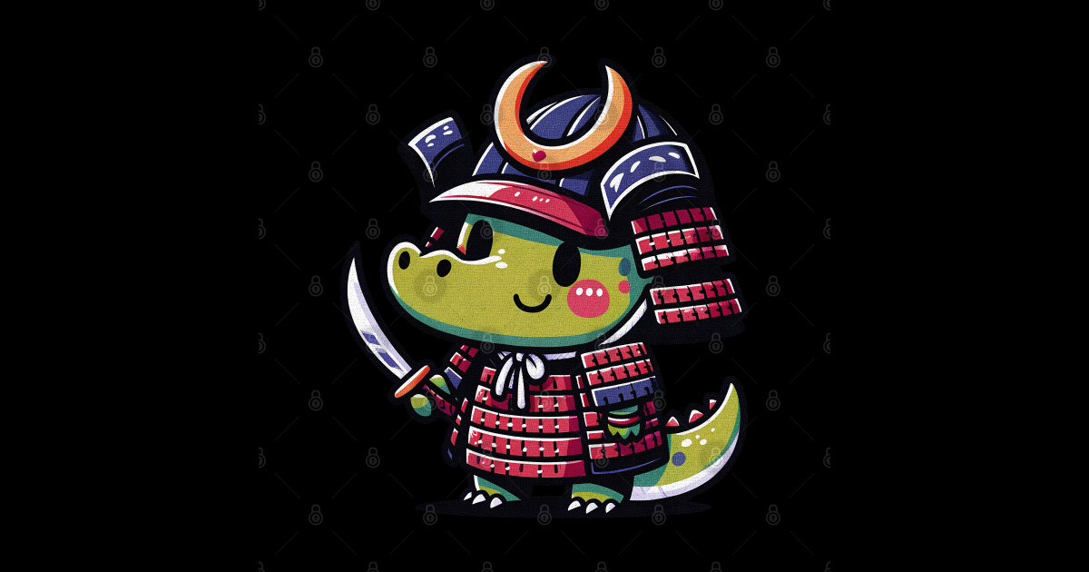 Kawaii Samurai Cute Animal Alligator Crocodile with Katana - Kawaii ...