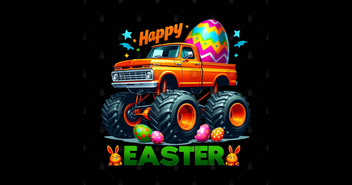 Kids Boys Happy Easter Monster Truck Easter Eggs - Kids Boys Happy ...
