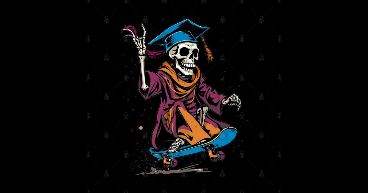 Skater Skeleton Graduation – Class of 2025 | Funny Rebel Grad Shirt ...