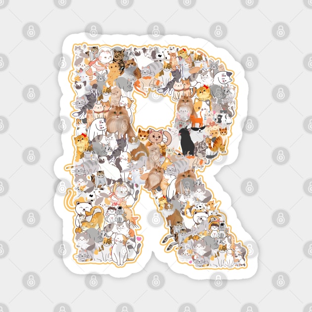 cat letter R(the cat forms the letter R) - Cat - Magnet | TeePublic