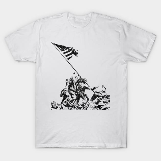 WWII Flag Raising on Iwo Jima - Flag Raining - T-Shirt | TeePublic