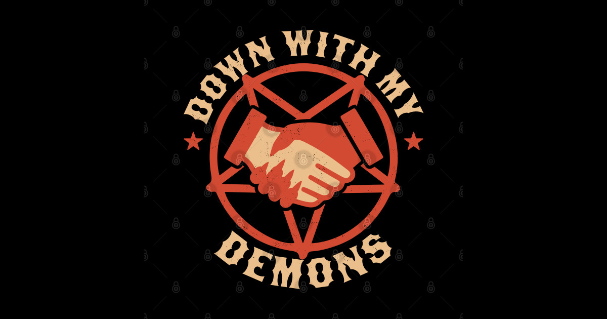 Down With My Demons Deal Handshake Gothic Goth Retro Vintage - Down ...