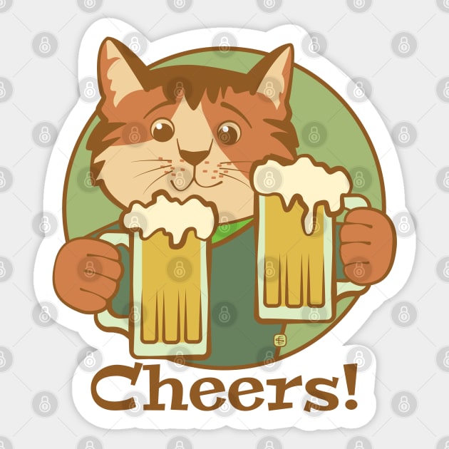 Cheers Beers Cat - Drinking - Sticker | TeePublic