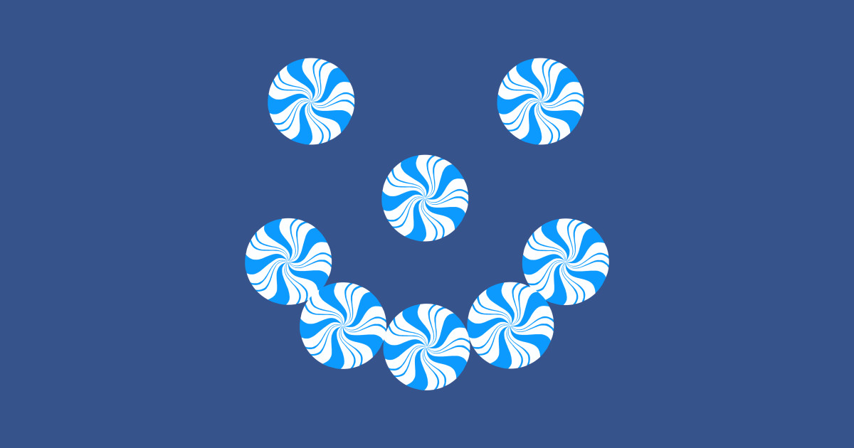 Blue Peppermint Holiday Candy Smiling Face - Peppermint Candy - T-Shirt ...