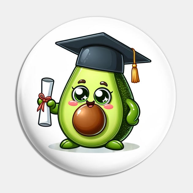 Cute Kawaii Graduation Avocado - Graduation Gift - Pin | TeePublic