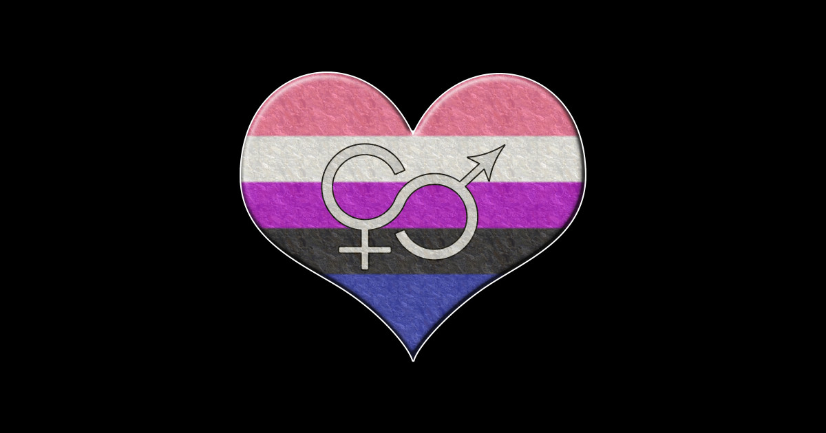 Large Gender Fluid Pride Flag Colored Heart with Ace Symbol - Gender Fluid Pride - Posters and ...