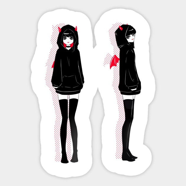 Gothic Demon Anime Girl - Anime Girls - Sticker | TeePublic