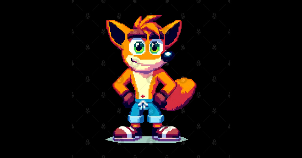 Cute Crash Bandicoot 8-bit version - Crash Bandicoot - Sticker | TeePublic