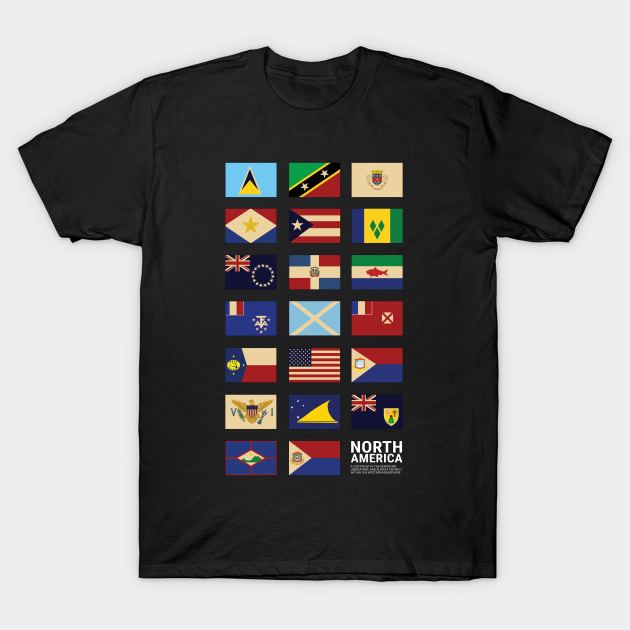 North America Country Flags Set - North America Country Flag - T-Shirt ...