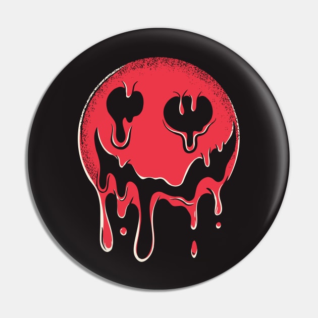 Droopy Smiley Face // Trippy Smile - Smiley Face - Pin | TeePublic
