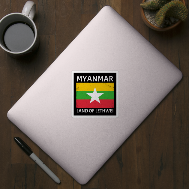 Myanmar Flag Land of Lethwei - Lethwei Fighter - Sticker | TeePublic