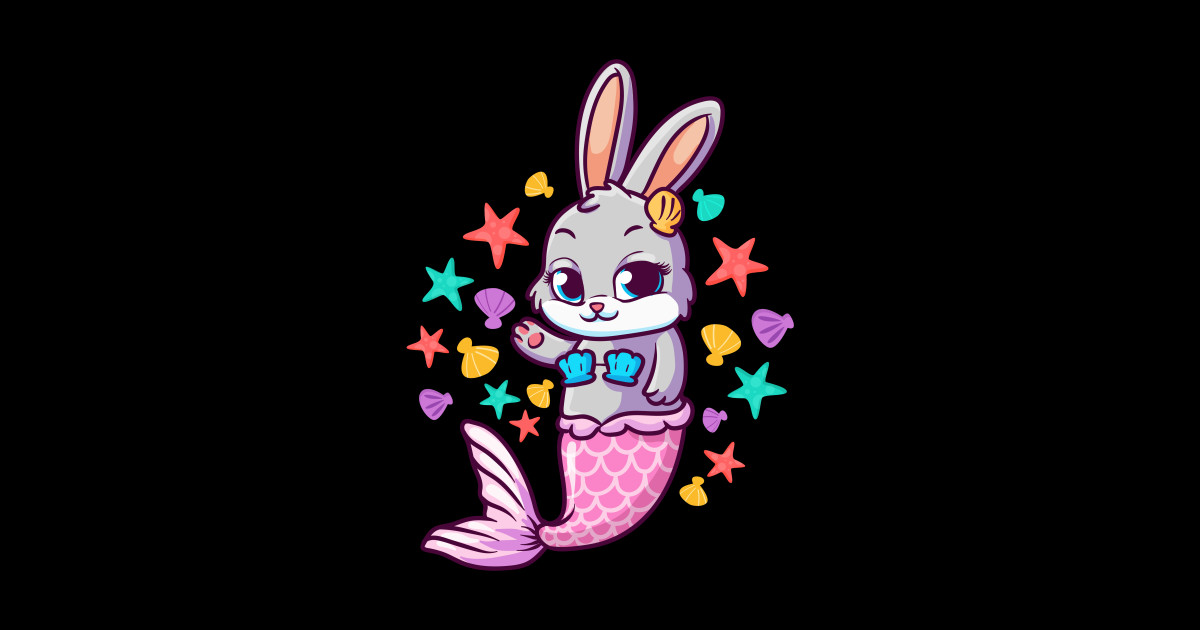 Cute Bunny Mermaid Swimming Bunnies - Bunny Mermaid - Magnet | TeePublic