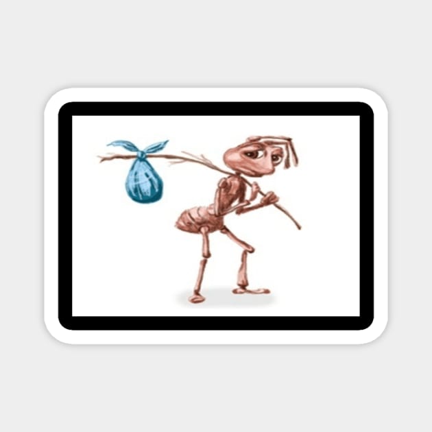 Sad ant with bag leaving meme cartoon - Meme - Magnet | TeePublic Sad ant with bag leaving meme cartoon - Meme - Magnet | TeePublic