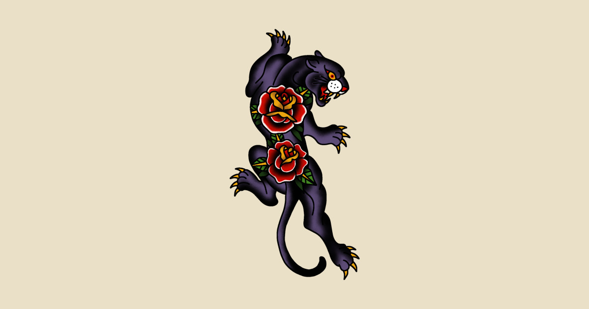 Crawling panther old school tatoo design - American Traditional Tattoo ...