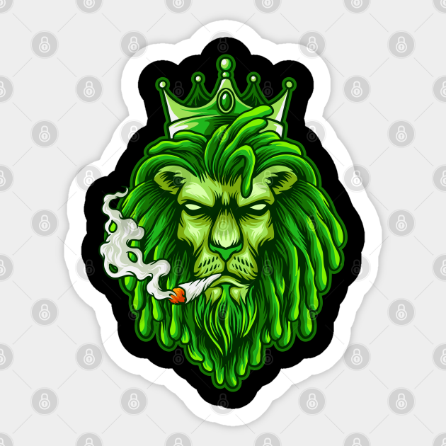 Funny Weed Marijuana Cannabis Kush Pot Green Lion Smoking Stoner ...