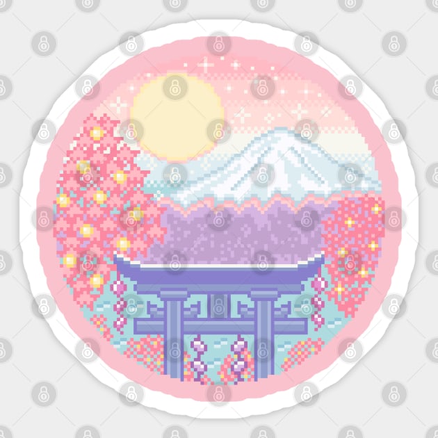 Mt Fuji Pixel Art - Japan - Sticker | TeePublic