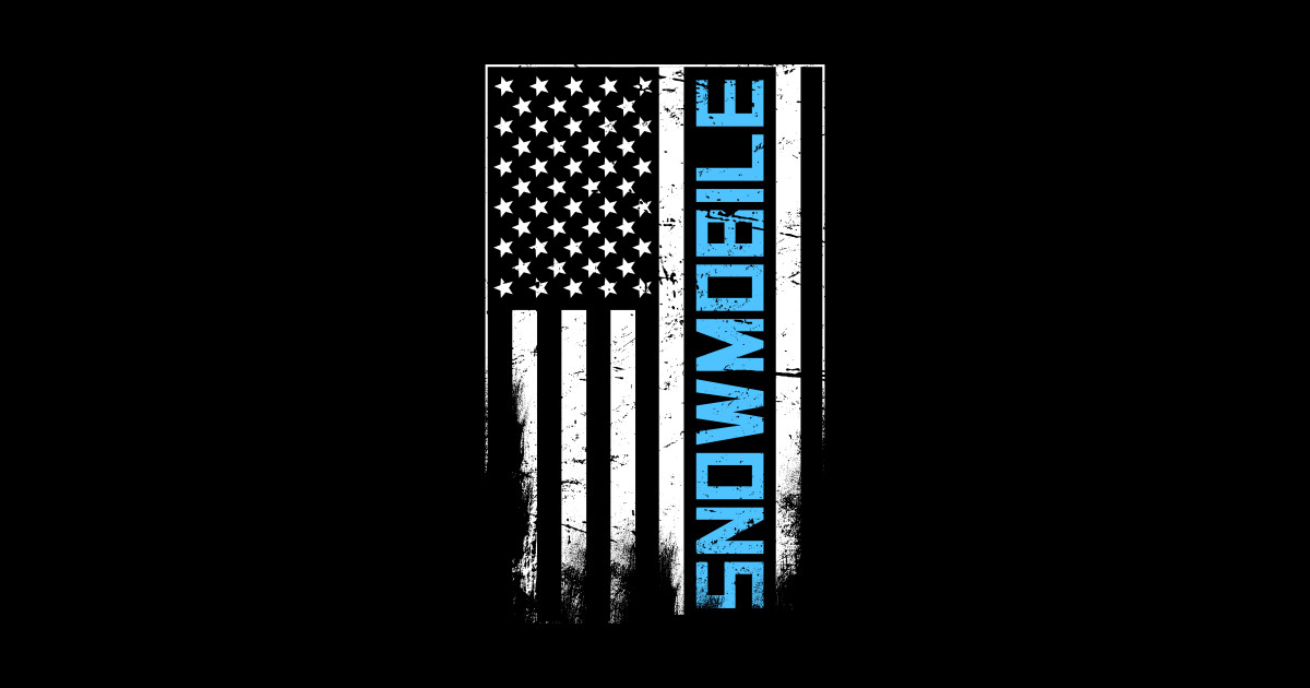 Distressed Snowmobile & United States Flag - Snowmobile - Sticker ...