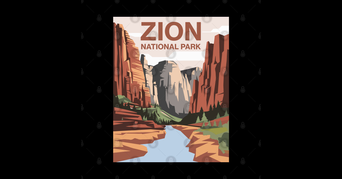 Zion National Park Travel Poster - Zion National Park - Sticker | TeePublic