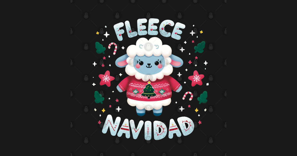 Fleece Navidad - Christmas lamb illustration, cute festive sweater ...
