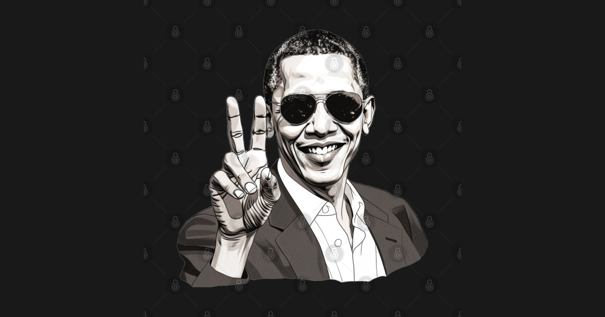 Barack Obama throwing up the peace sign - Barack Obama - T-Shirt ...