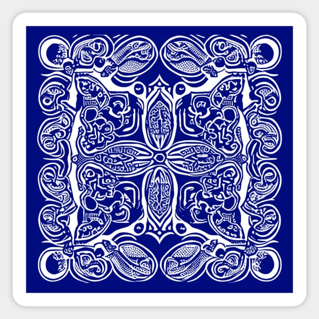 Paisley Print - Lapis Blue Aesthetic - Paisley - Sticker | TeePublic