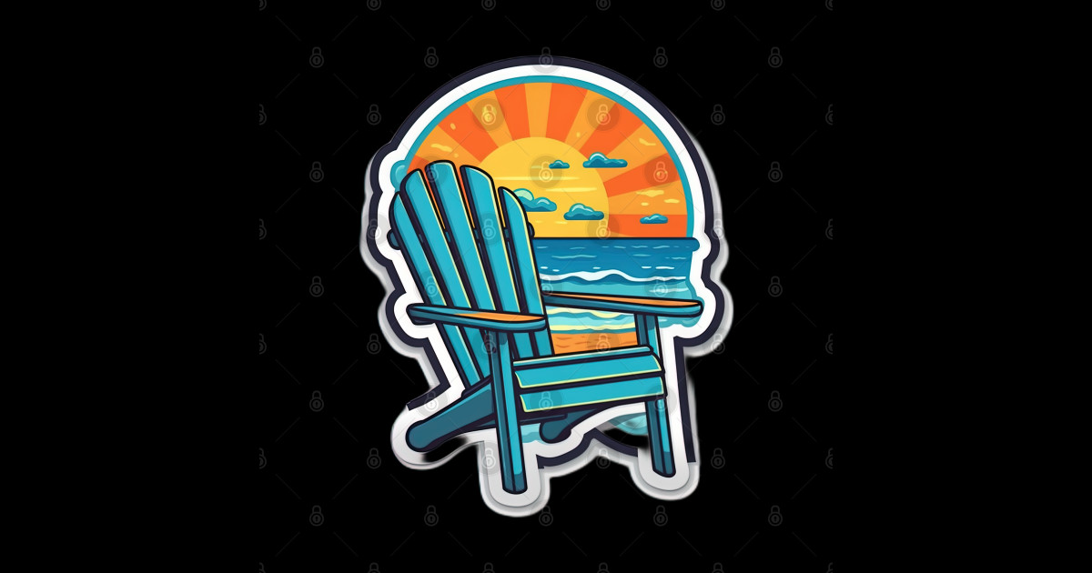 Folding beach chair on beach design - Folding Beach Chair - Sticker ...