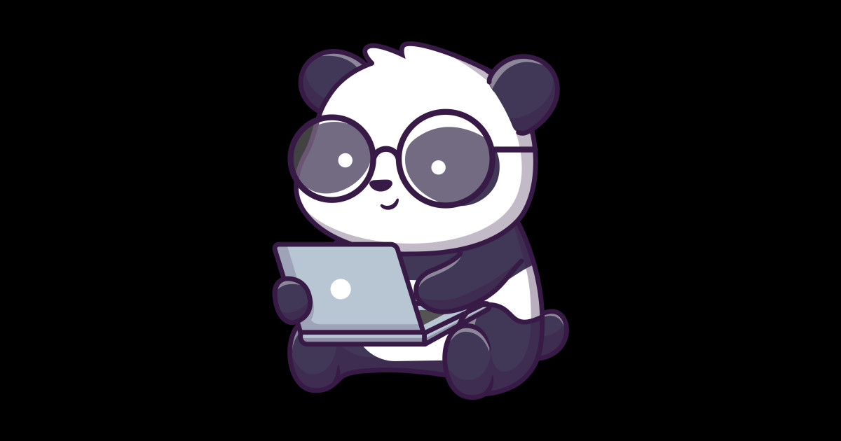 Cute panda working on laptop - Panda - Posters and Art Prints | TeePublic