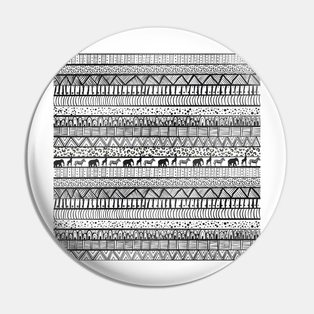 Black White Tribal African Pattern - Black And White - Pin | TeePublic