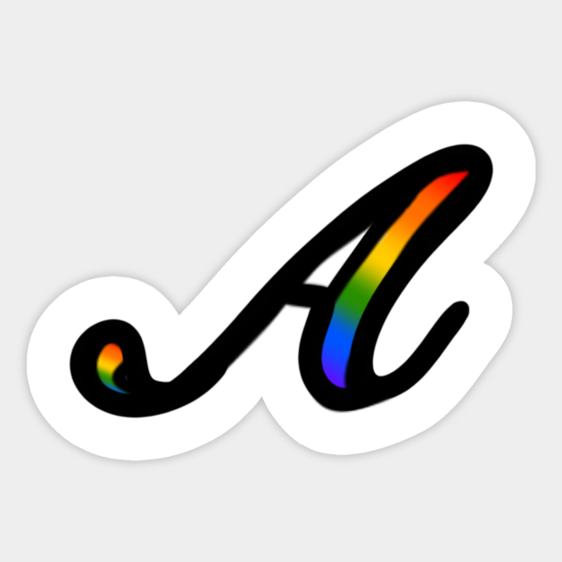 Rainbow Cursive Letter A - Monogram - Sticker | TeePublic