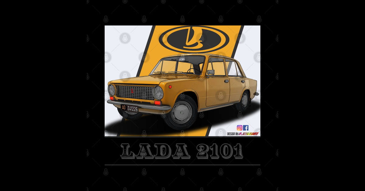 Lada 2101 1970 Yellow - Lada - Sticker | TeePublic