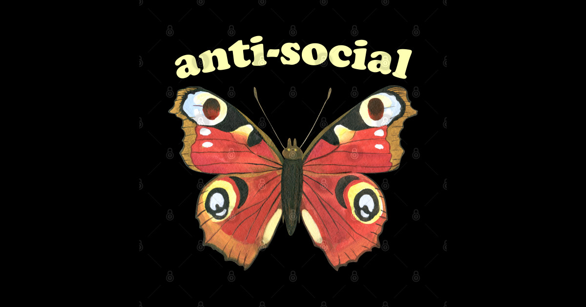 Anti-social butterfly (yellow text) - introverts unite (in their own ...