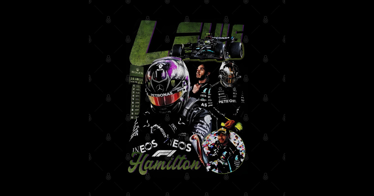 Lewis Hamilton Vintage Collage - Lewis Hamilton - Sticker | TeePublic