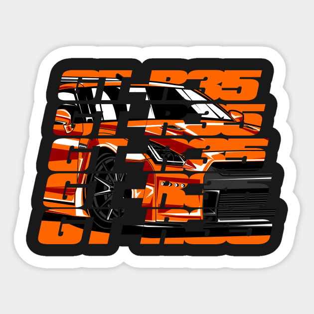 GTR 35 Text - Automotives - Sticker | TeePublic