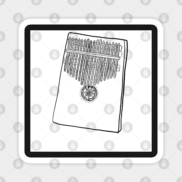 Kalimba (Black and White Line Drawing) - Kalimba - Magnet | TeePublic