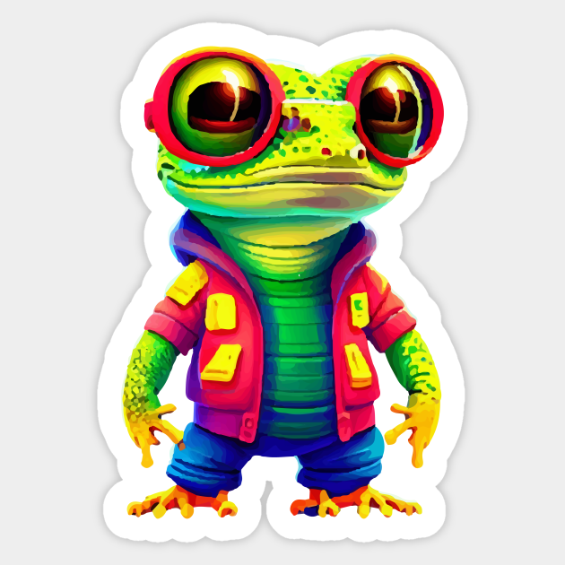 Gamer's Perfect Illustration - Cute Colorful Gekko - Gekko - Sticker ...