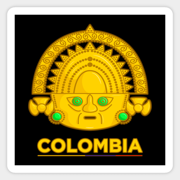 Ancient colombian indigenous god golden representation with green ...