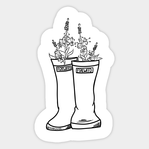 Fireweed Black Lineart Xtratuf - Xtratuf - Sticker | TeePublic