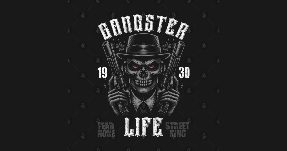 1930 Gangster Life Retro Skull in Mafia Attire - Gangsta - T-Shirt ...