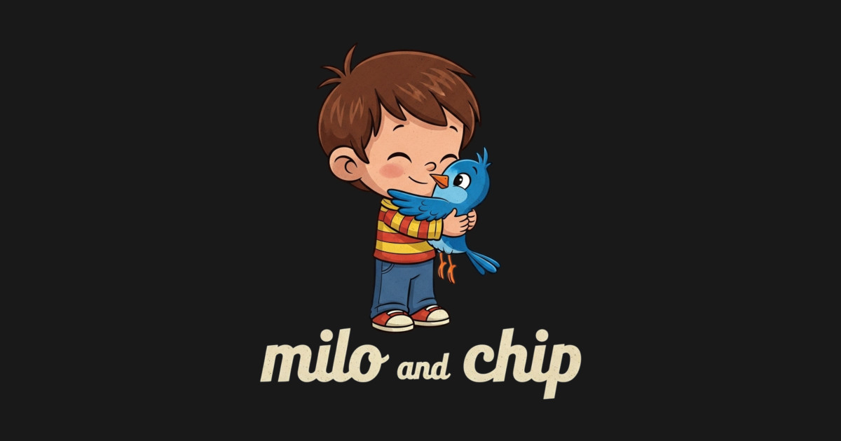 Playful Milo and Chip – Boy Hugging Cute Bluebird Childish Wholesome ...