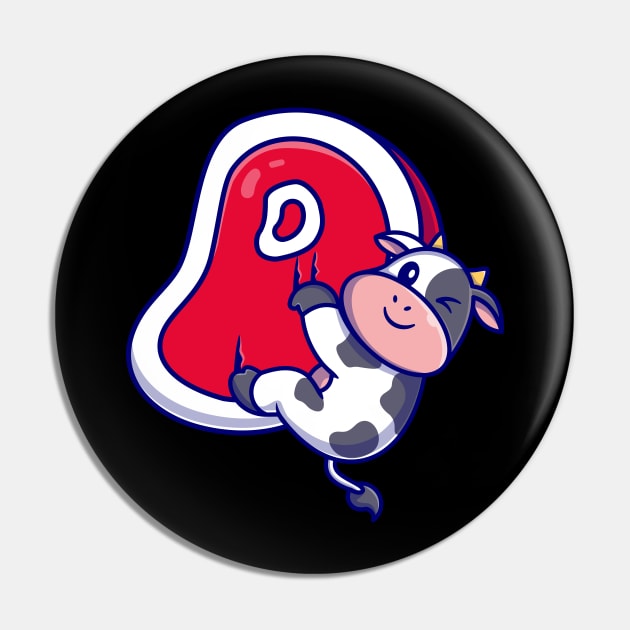 Cute Cow Hug Meat Cartoon - Cute Cow Hug Meat Cartoon - Pin | TeePublic