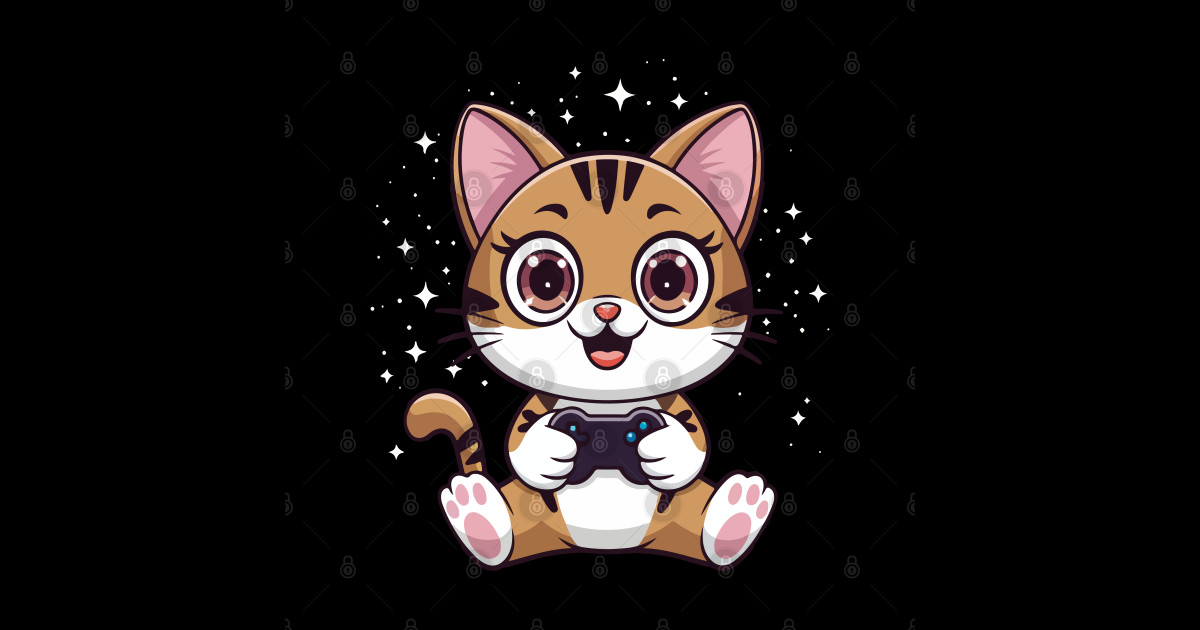 Cat Gaming Cute Video Game - Cat Gaming - Sticker | TeePublic
