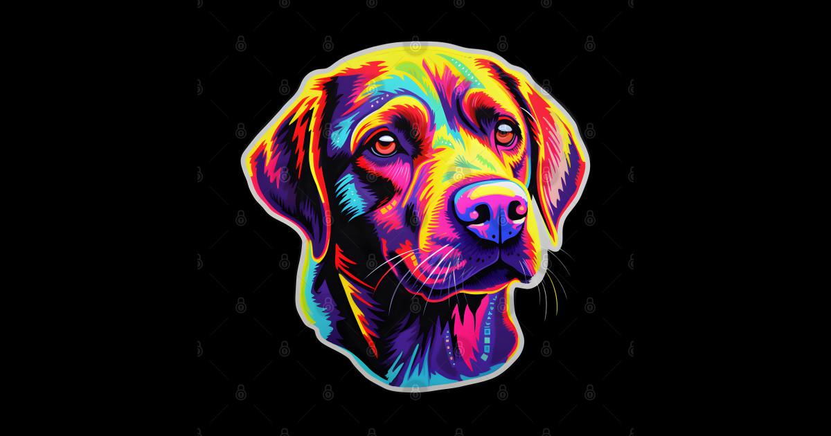Labrador Retriever Neon Design - Labrador Retriever - Sticker | TeePublic