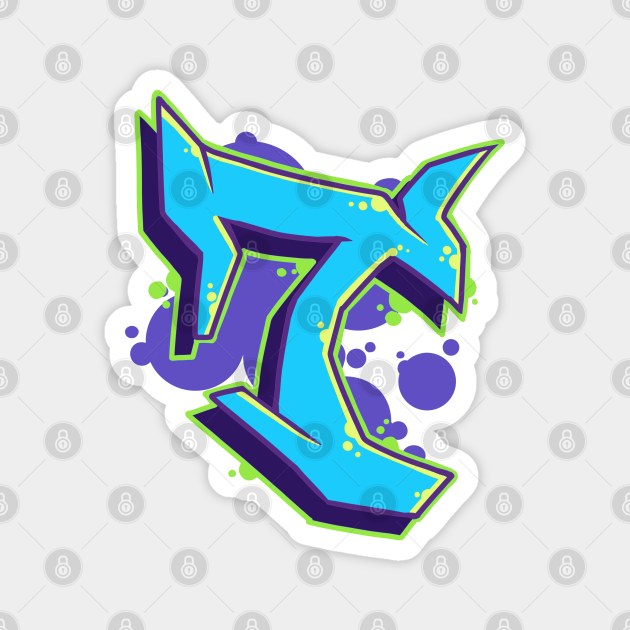 Letter T - Graffiti Street Art Style Blue - Graffiti Letter - Magnet ...