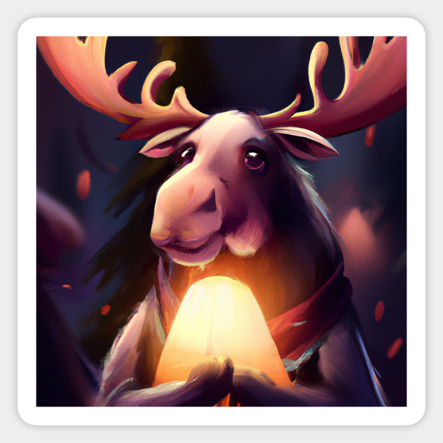 Cute Moose Drawing - Cute Moose - Sticker | TeePublic