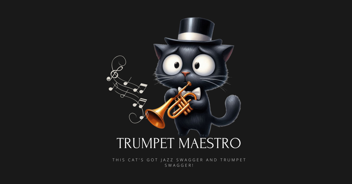 Funny Cat Playing Trumpet - Cat Playing Trumpet - T-Shirt | TeePublic