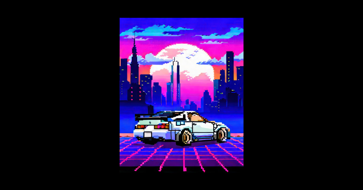 Pixel Toyota Supra - Vaporwave - Sticker | TeePublic