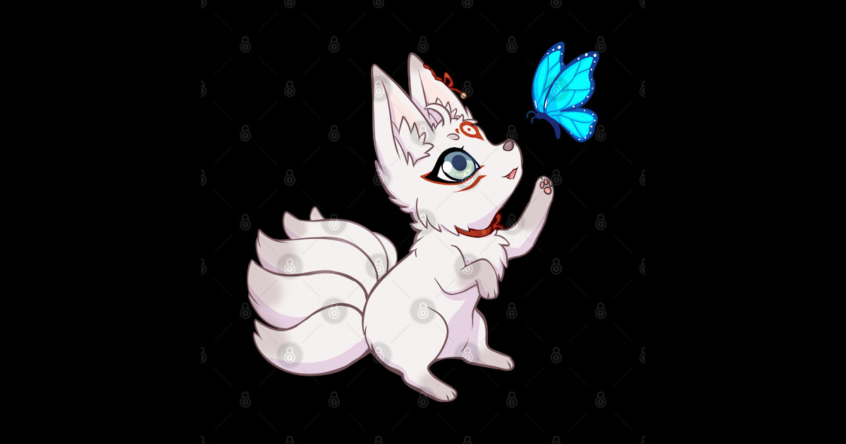 Chibi fox - Kitsune Art - Sticker | TeePublic