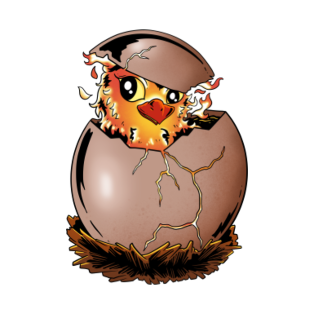 Cute Newborn Baby Phoenix Egg - Chibi Fire bird - Cute Baby Phoenix - T ...